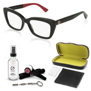 gucci gg0165on designer fashion eyeglasses: woman cat eye shape eyeglasses frame eyewear with luxury eshades kit - embrace sophistication and elegance