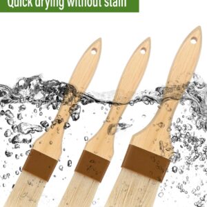 Pastry brush,Basting brush for Cooking,Natural Bristle BBQ Brush for Oil & Sauce,Wooden Handle Food Brush for Baking,Easy Clean Butter Brush,Durable Kitchen Culinary Utensil (1", 1 1/2 Inch,3 Pack)