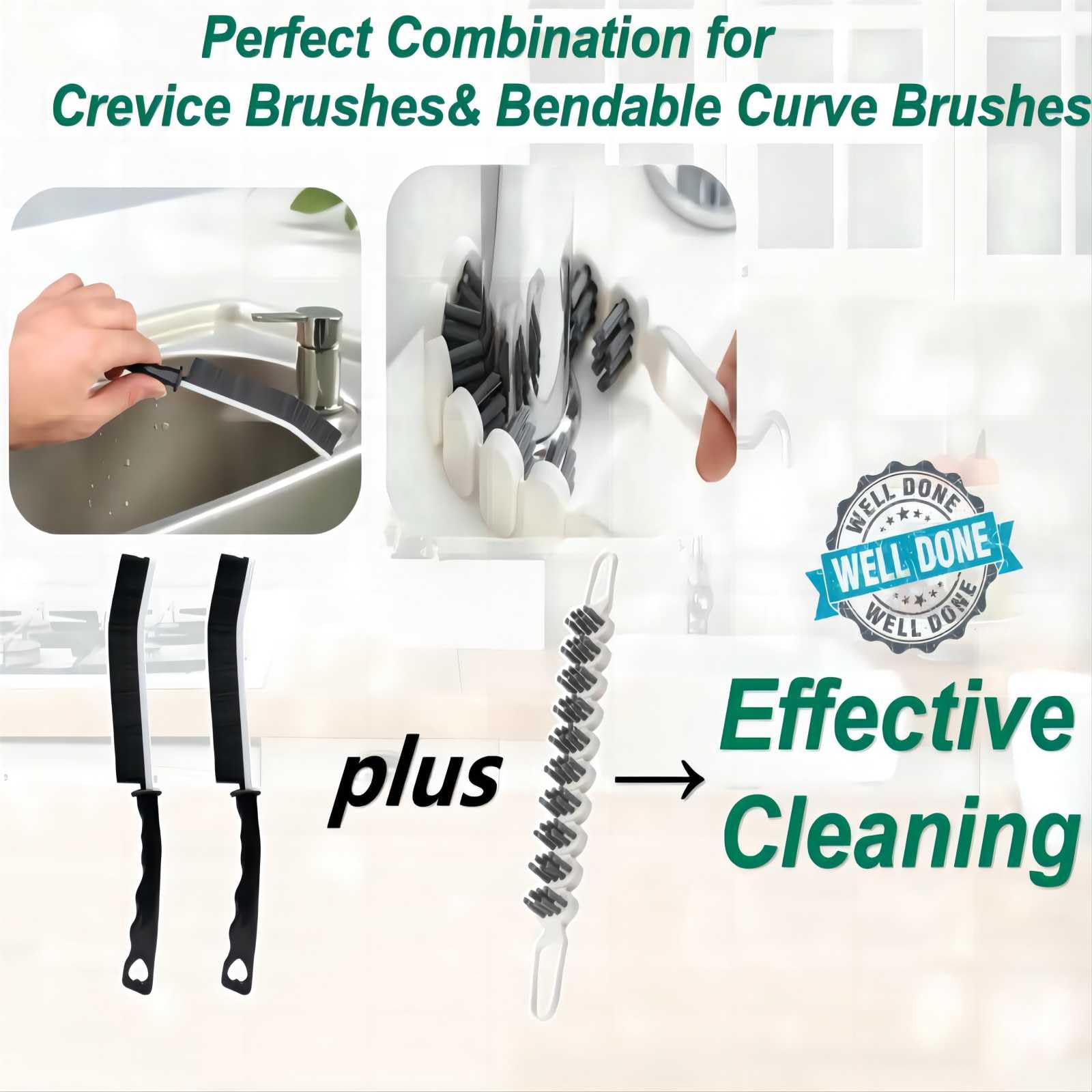 Crevice Cleaning Brush Hard Bristle Grout Brush Scrub Brush Toilet Brush Cleaning Tools Cleaning Supplies for Household Use Bathroom Kitchen 3 Pcs (Black&White)