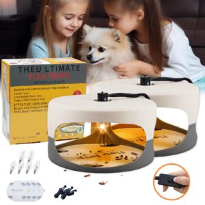 flea traps for inside your home 2 packs, flea trap indoor pest control trapper insect killer with light, sticky bed bug natural