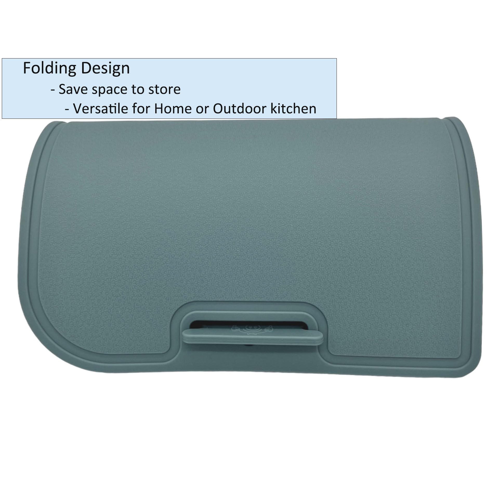 cozymomdeco Korean Made Thick Silicone Double-Sided Usable Cutting Board 14.3" x 9.7" Foldable Design Drip Groove Grip Handle Dishwasher Safe 1PCS (Mint)