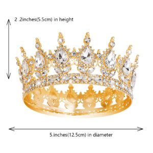 Queen Crown Rhinestone Wedding Crowns and Tiaras for Women Costume Party Hair Accessories Princess Birthday Crown Crystal Bridal Crown (Gold White Crown)