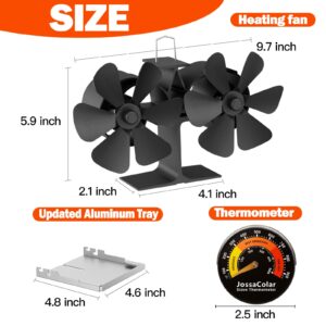 JossaColar Wood Stove Fan for Mr Buddy Heater (Little and Big Buddy) Included Bracket and Thermometer, Fireplace Fan Heat Powered Thermoelectric Fan Thermal Fan Eco Fans