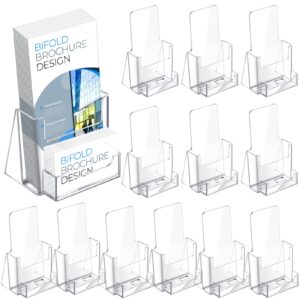 wenqik brochure holder 4.1 inch acrylic business card holder organizer clear pamphlet stand rack card holder card display stand for menu flyer magazine office card booklets(12 pcs)