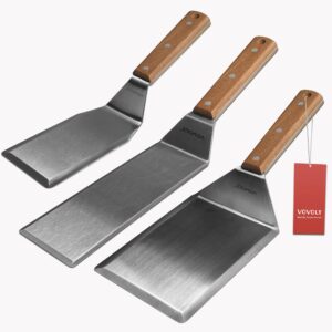 stainless steel spatula set, grill spatula set with full tang handle & beveled edges, long wide spatula for cast iron griddle bbq flat top grill, pancake spatula, smash burgers metal spatula