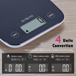 NUTRI FIT Digital Food Scale, 11lb Kitchen Scale Digital Weight, Cooking Scale for Food Ounces and Grams, 4 Units with 0.1oz/1g Precision, LCD Display with Tare Function