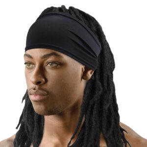 titan spandex dreadlock braids band, headband for men 1pc black color