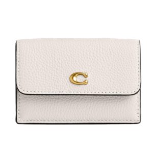 coach polished pebble leather essential mini trifold wallet