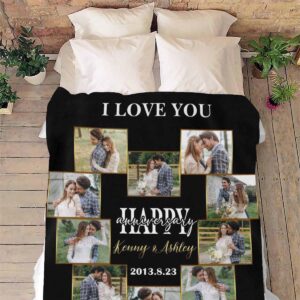 Custom Wedding Blanket for Couple Customized Love Forever with 10 Pictures Flannel Picture Blanket for Adult Husband Wife Girlfriend Boyfriend Personalized Blanket Birthday Valentine Gifts 40x50