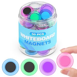 wudime 50 pcs round whiteboard magnets, refrigerator magnets, dry board fridge magnet, magnets fridge decorative, small magnets teacher supplies for school, home, office (multi color, 1.18in)