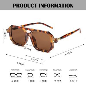 BUTABY Retro Square 70s Flat Aviator Sunglasses Women Men Vintage Trendy Plastic Frame Sun Glasses UV400 Protection Black & Tortoise