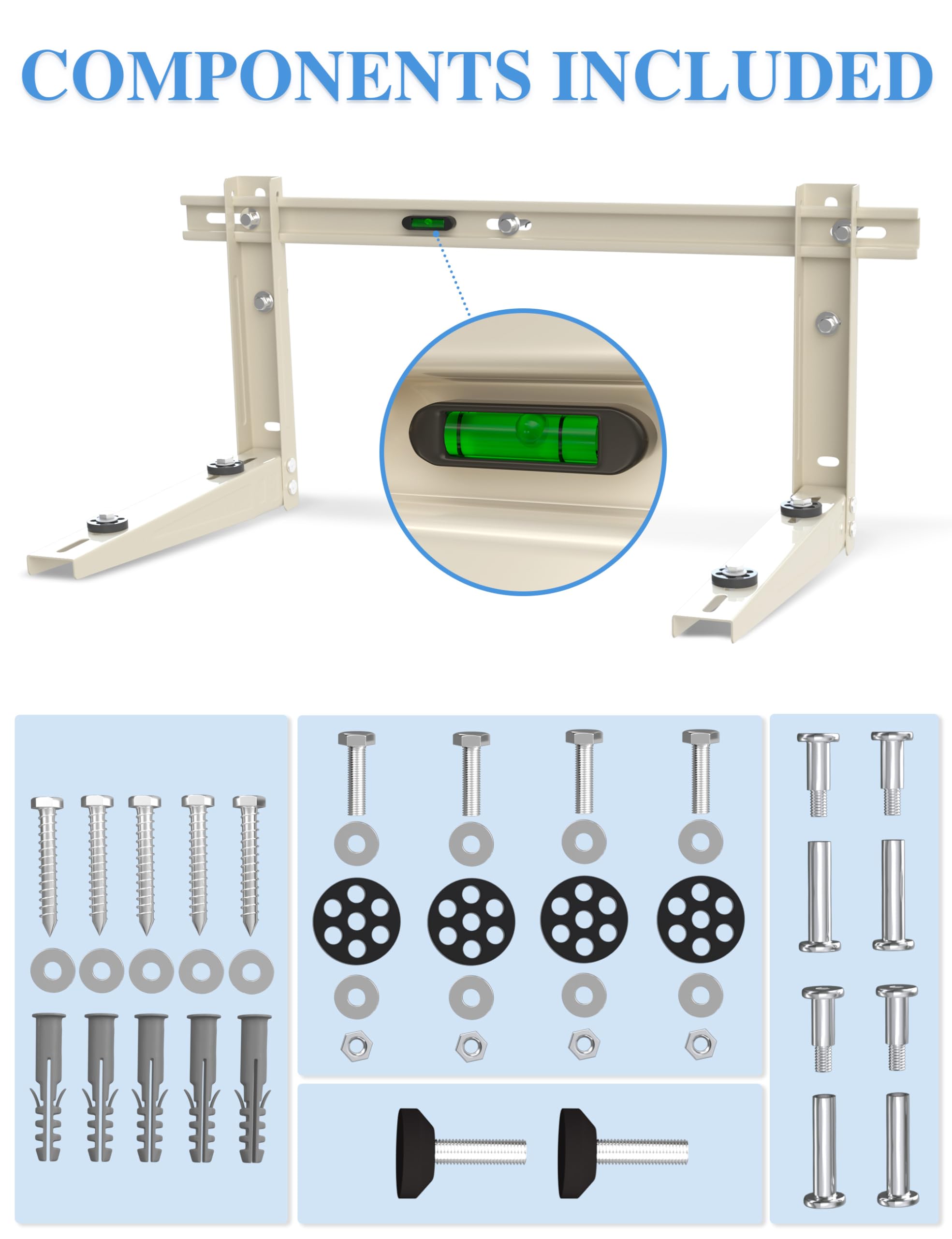 Mini Split Wall Mounting Bracket Outdoor, for 7000-12000 BTU Universal Ductless Air Conditioners, Heat Pumps, Compressors & HVAC Systems, Heavy-Duty Foldable Mini Split Bracket Max 400 Lb Capacity