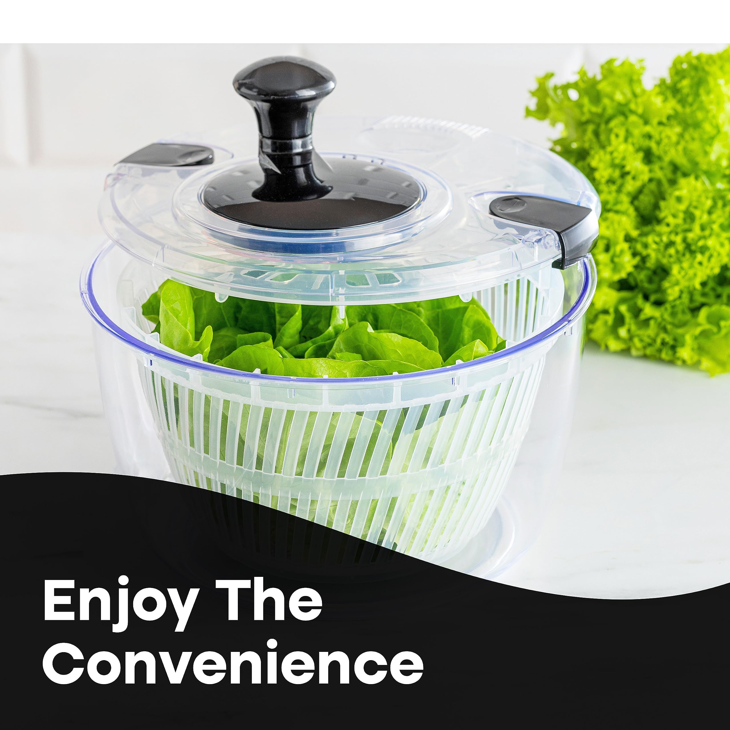 lily&stone Large Salad Spinner with Plastic Fruit Bowl, Drain, & Colander - Produce & Lettuce Spinner, Vegetable Dryer, Fruit Washer, Easy & Compact Kitchen Tool - Pasta & Fries Strainer - 6.33 Qt