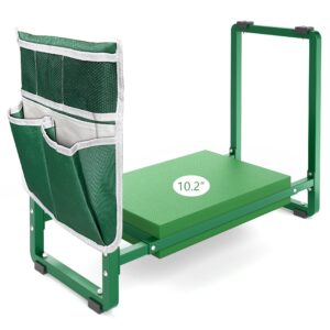 flinter 10.2" wider garden kneeler and seat, heavy duty thick gardening bench for kneeling and seat - garden tools with bags, gardening for women, grandparents, gardeners, mom & dad - green