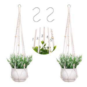 onepeng macrame plant hanger,5 arms plant hanger indoor,windchime style hanging plant holder,2 pack plant hanger,boho home decor hanging planters for indoor plants