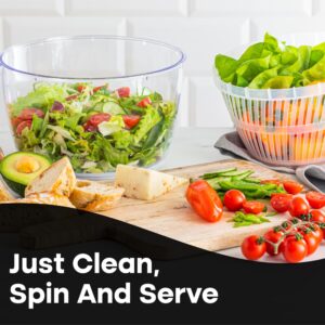 lily&stone Large Salad Spinner with Plastic Fruit Bowl, Drain, & Colander - Produce & Lettuce Spinner, Vegetable Dryer, Fruit Washer, Easy & Compact Kitchen Tool - Pasta & Fries Strainer - 6.33 Qt