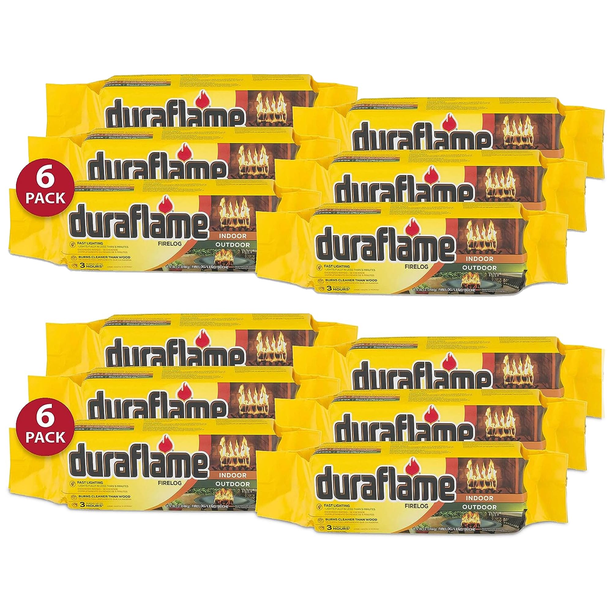 Duraflame 4.5 Pound 3 Hour Long Burn Time Indoor Outdoor Quick Light Fire Log for Camping, Firepits, Bonfires, and Fireplaces (12 Pack)