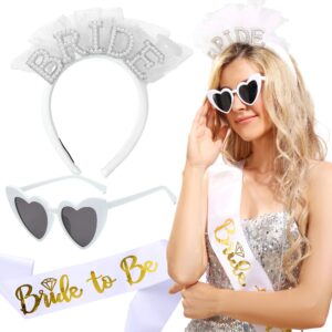 jevenis bridal shower set: headband, sash, glasses, crown tiara, headpiece accessories and decorations