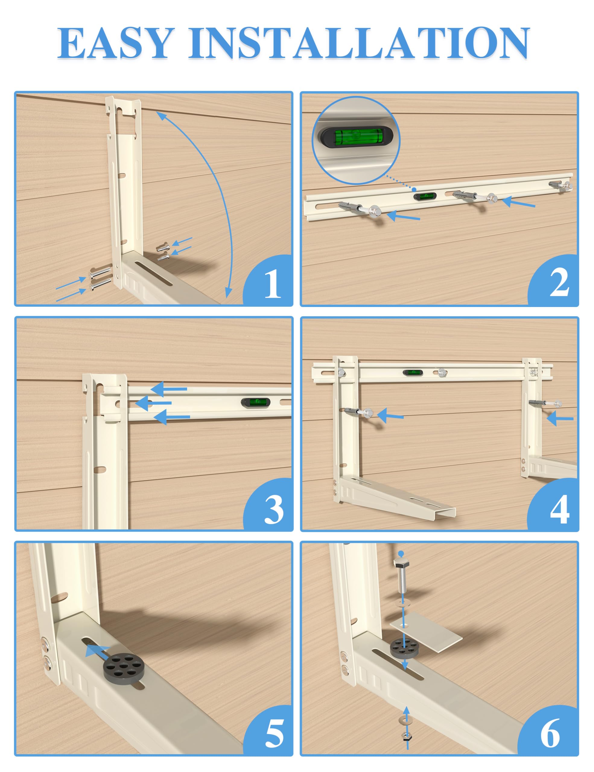 Mini Split Wall Mounting Bracket Outdoor, for 7000-12000 BTU Universal Ductless Air Conditioners, Heat Pumps, Compressors & HVAC Systems, Heavy-Duty Foldable Mini Split Bracket Max 400 Lb Capacity