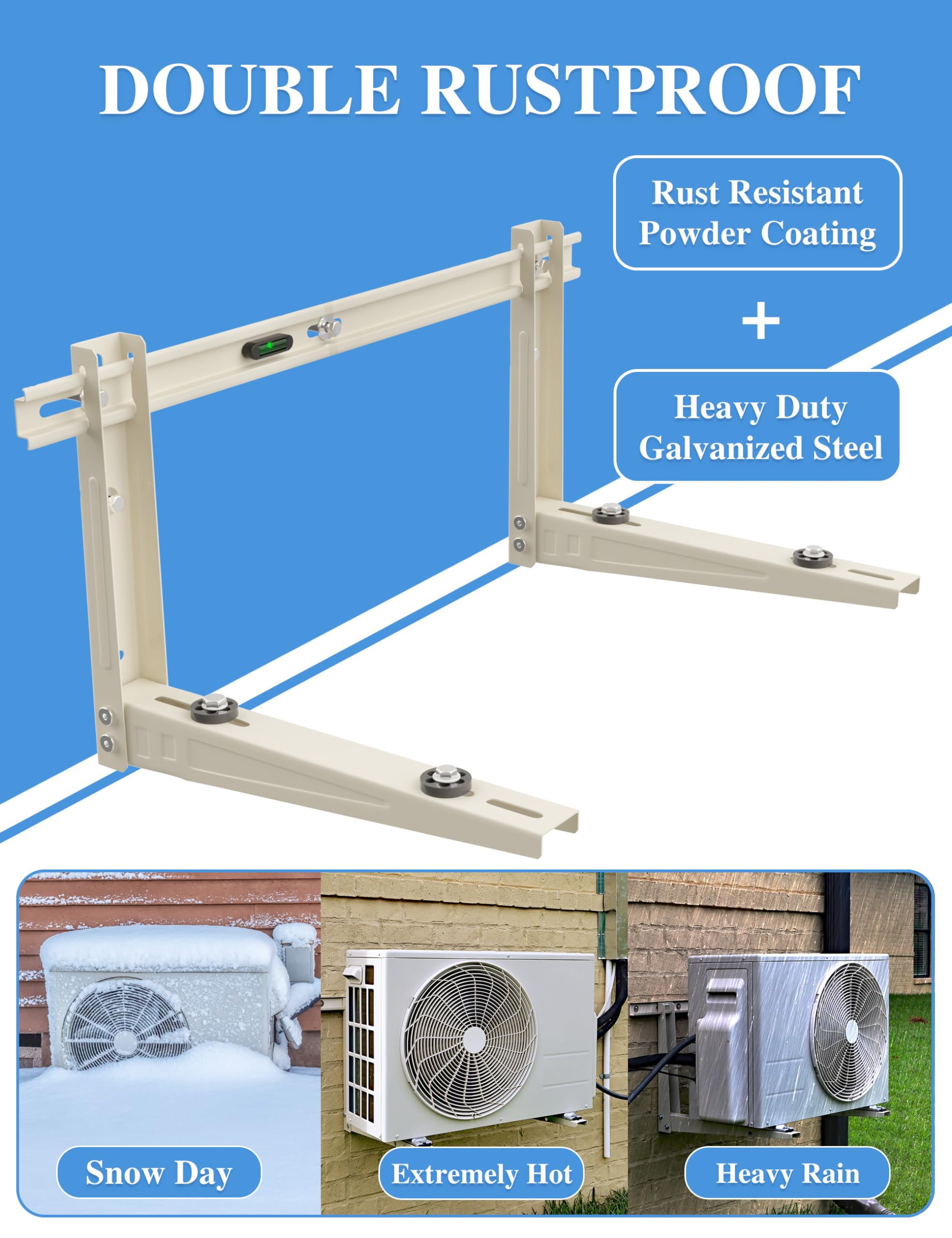 Mini Split Wall Mounting Bracket Outdoor, for 7000-12000 BTU Universal Ductless Air Conditioners, Heat Pumps, Compressors & HVAC Systems, Heavy-Duty Foldable Mini Split Bracket Max 400 Lb Capacity