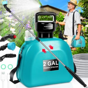 lanblu 2 gallon garden sprayers, electric sprayer in lawn and garden,backpack weed sprayer battery operated,lawn sprayer 2 gallon for plants,battery powered sprayer,pressure sprayer with 3 nozzles