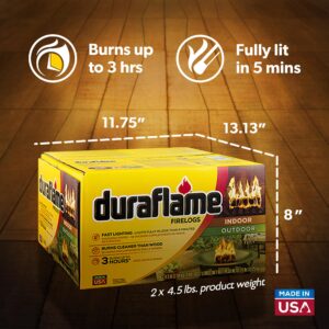 Duraflame 4.5 Pound 3 Hour Long Burn Time Indoor Outdoor Quick Light Fire Log for Camping, Firepits, Bonfires, and Fireplaces (12 Pack)