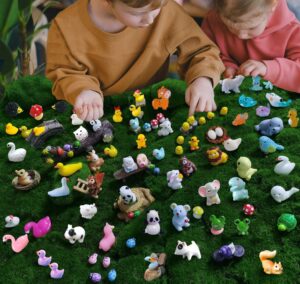 mini resin animals figures set 100 pieces for miniature garden decor - slime charm for craft - tiny resin animal