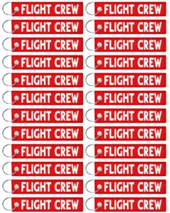 junkin 24 pcs flight crew keychain airplane aviation keychain flight crew luggage tags embroidered keychain key ring car motorcycles flight attendant gift pilot gifts men women (red)