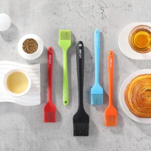 VITUER Silicone Basting Pastry Brush, 5 PCS Colorful Silicone Food Brush for Baking Cooking BBQ Grill Spread Oil Butter Sauce, Heat Resistant, Dishwasher Safe (5Pack, Rainbow Colors)