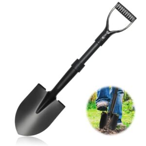 shovel, garden shovel for digging, 28" gardening shovels heavy duty with d handle, pointed spade shovel for camping, edging, beach sand, metal garden shovel with fiberglass shaft, black