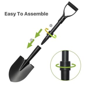 Shovel, Garden Shovel for Digging, 28" Gardening Shovels Heavy Duty with D Handle, Pointed Spade Shovel for Camping, Edging, Beach Sand, Metal Garden Shovel with Fiberglass Shaft, Black