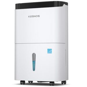 kesnos 80 pints energy star dehumidifier for home & basement with drain hose, ideal for large spaces up to 5,000 sq. ft., featuring auto defrost & self-drying function