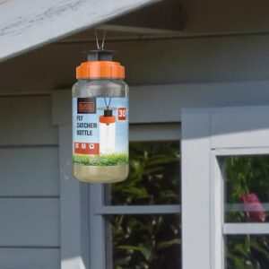 Fly Trap & Fly Catcher Bottle- Outdoor Reusable Hanging Fly Trap with Natural Non-Toxic Bait Add Water to Catch House & Horse Flies in Garden, Backyard & Barn 30-Gram Trap