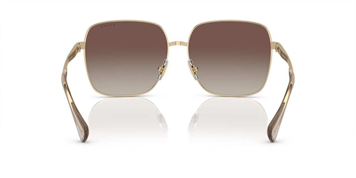 Ralph by Ralph Lauren Women's RA4142 Square Sunglasses, Shiny Pale Gold/Gradient Brown Mirrored, 59 mm