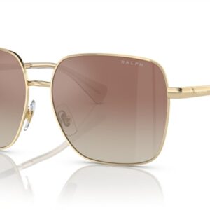 Ralph by Ralph Lauren Women's RA4142 Square Sunglasses, Shiny Pale Gold/Gradient Brown Mirrored, 59 mm