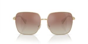 ralph by ralph lauren women's ra4142 square sunglasses, shiny pale gold/gradient brown mirrored, 59 mm