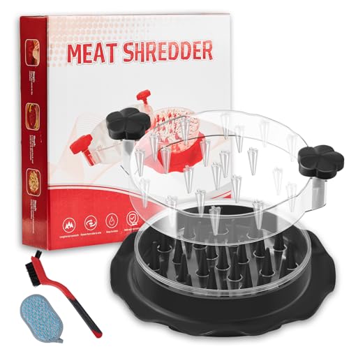 LIDIFC Chicken Shredder,Chicken Breast Shredder Tool Twist,Transparent Lid,Large Meat Shredder Machine - Ergonomic Handle,Dishwasher Safe,Anti-slip,Cleaning Brush,Heat Resistant,BPA Free