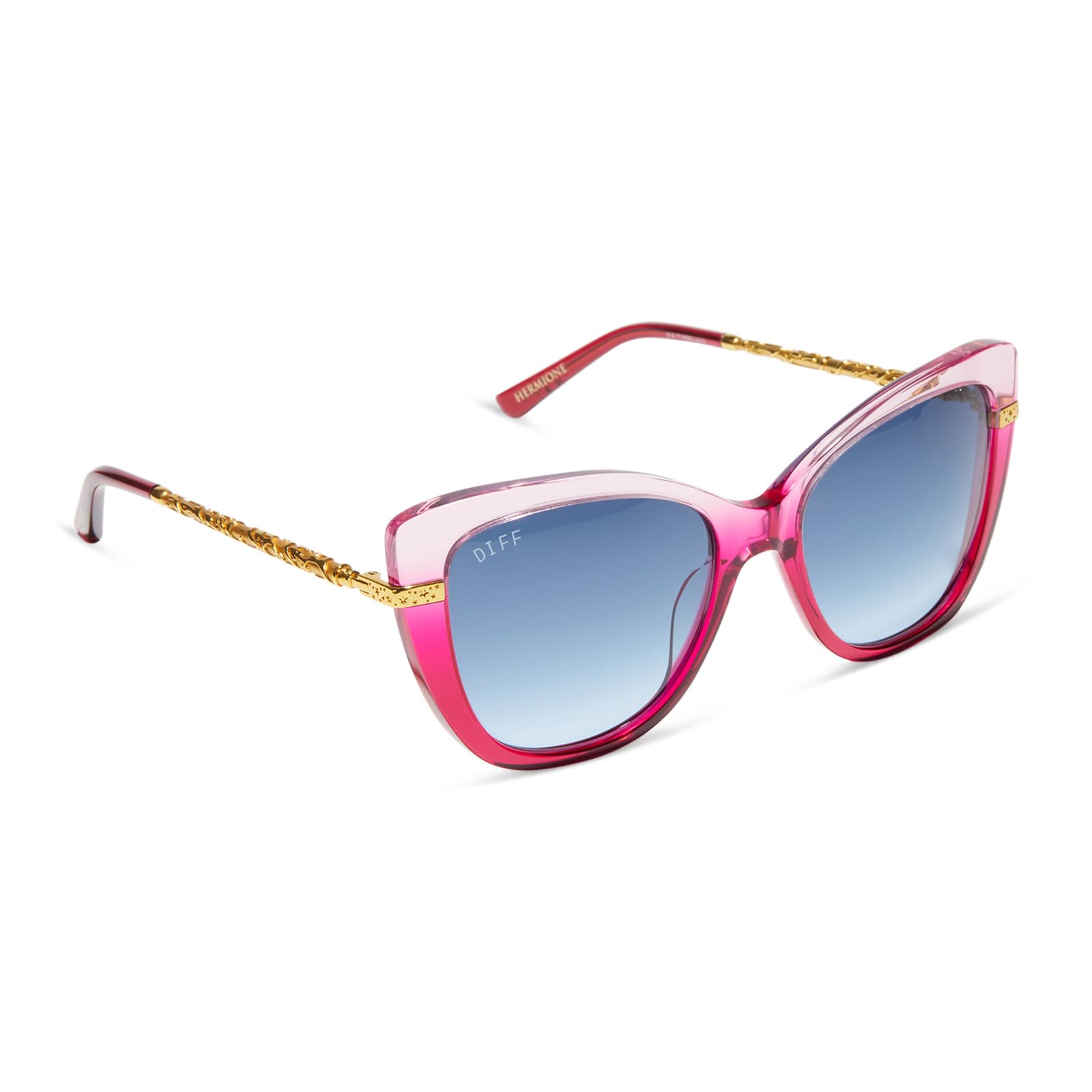 DIFF Harry Potter Hermione Granger 2.0 Square Sunglasses for Women UV400 Protection, Ombre Pink + Blue Bell Gradient