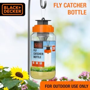 Fly Trap & Fly Catcher Bottle- Outdoor Reusable Hanging Fly Trap with Natural Non-Toxic Bait Add Water to Catch House & Horse Flies in Garden, Backyard & Barn 30-Gram Trap