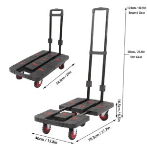 Folding Hand Truck with Rubber Wheels and Retractable Handle, 264lbs Capacity, Portable Dolly Cart for Transportation, Luggage, Mobile, Travel, Office Use