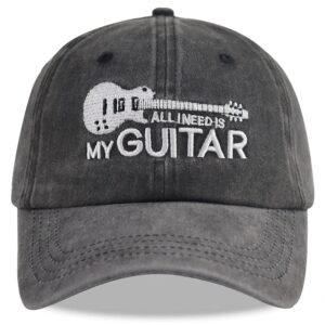 unisex guitar accessories, guitar gifts for men and women unique denim baseball hat, music hat guitar gear vintage adjustable cotton dad baseball caps for musicians guitar lovers