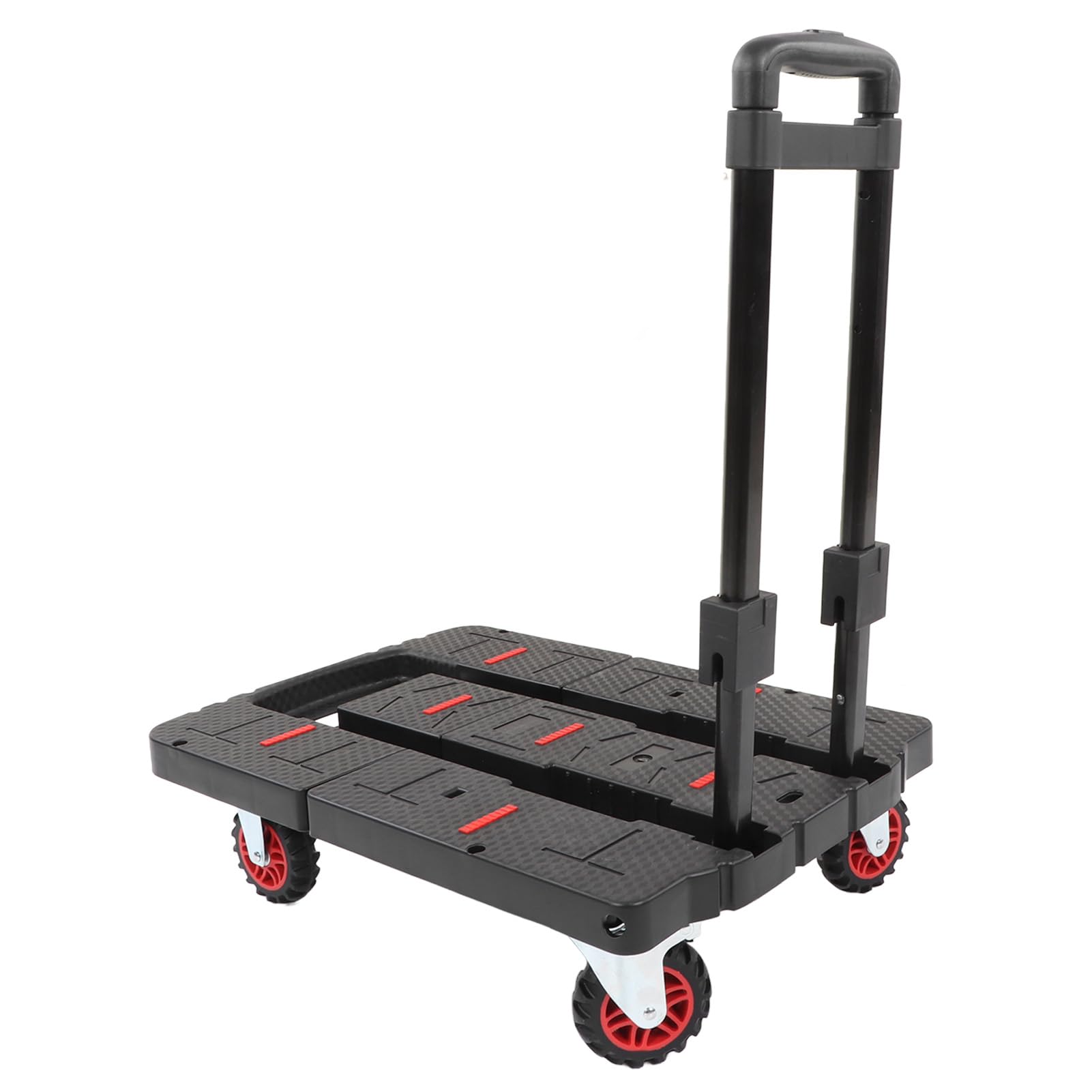 Folding Hand Truck with Rubber Wheels and Retractable Handle, 264lbs Capacity, Portable Dolly Cart for Transportation, Luggage, Mobile, Travel, Office Use