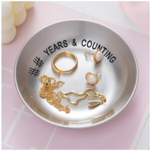 quany life 10 year anniversary tin for her him - wedding tin jewelry ring holder dish, 10 year anniversary tin gifts for wife, couple, parents, friend her him