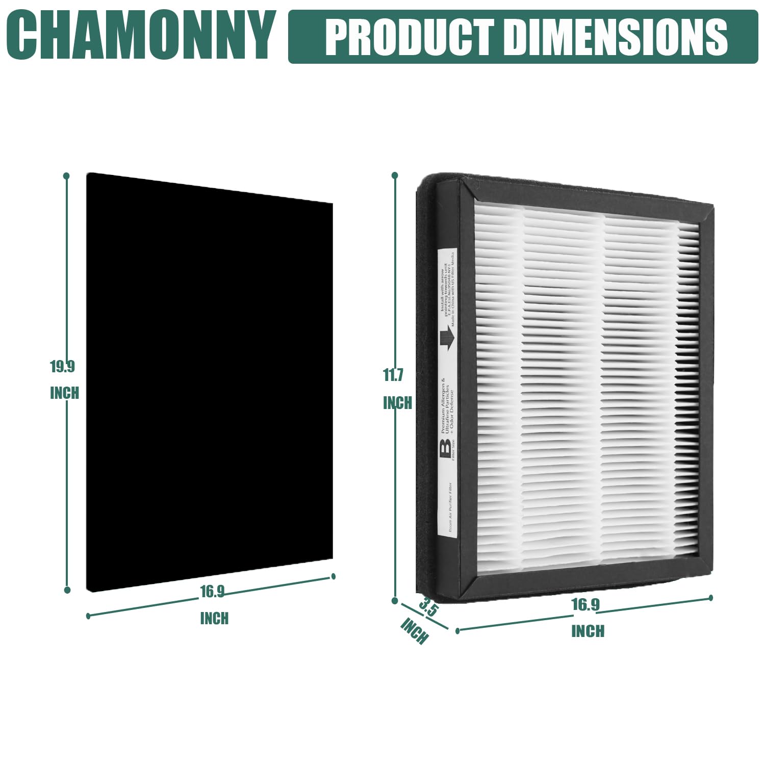 CHAMONNY IAF-H-100B Idylis Replacement Filter B, Compatible with Idylis AC-2125, AC-2126, IAP-10-150, IAP-10-125, IAP-10-050, IAPC-40-140 Air Purifiers, 2 H13 True HEPA Filters + 4 Pre-Filters