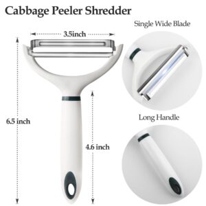 2PCS Cabbage Shredder Slicer Peeler for Coleslaw, Cabbage Cutter Grater Shredder for Sauerkraut, Large Y Peeler Wide Blade Vegetable Peeler, White with Green