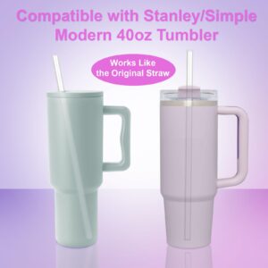 Reusable Straws for 40 oz Tumbler,Plastic Replacement Straws for Stanley Cup, for Simple Modern 40 oz tumbler,6 Pack Clear Straws with 2 Straw Cleaner Brush (12.2 Inch for Stanley 40oz)