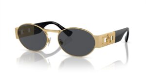 versace unisex sunglasses matte gold frame, dark grey lenses, 56mm