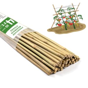 bamboo stakes,4ft natural bamboo garden stakes,bovitro 25pcs bamboo plant stakes,bamboo sticks for tomato,beans,vegetable and climbing plants