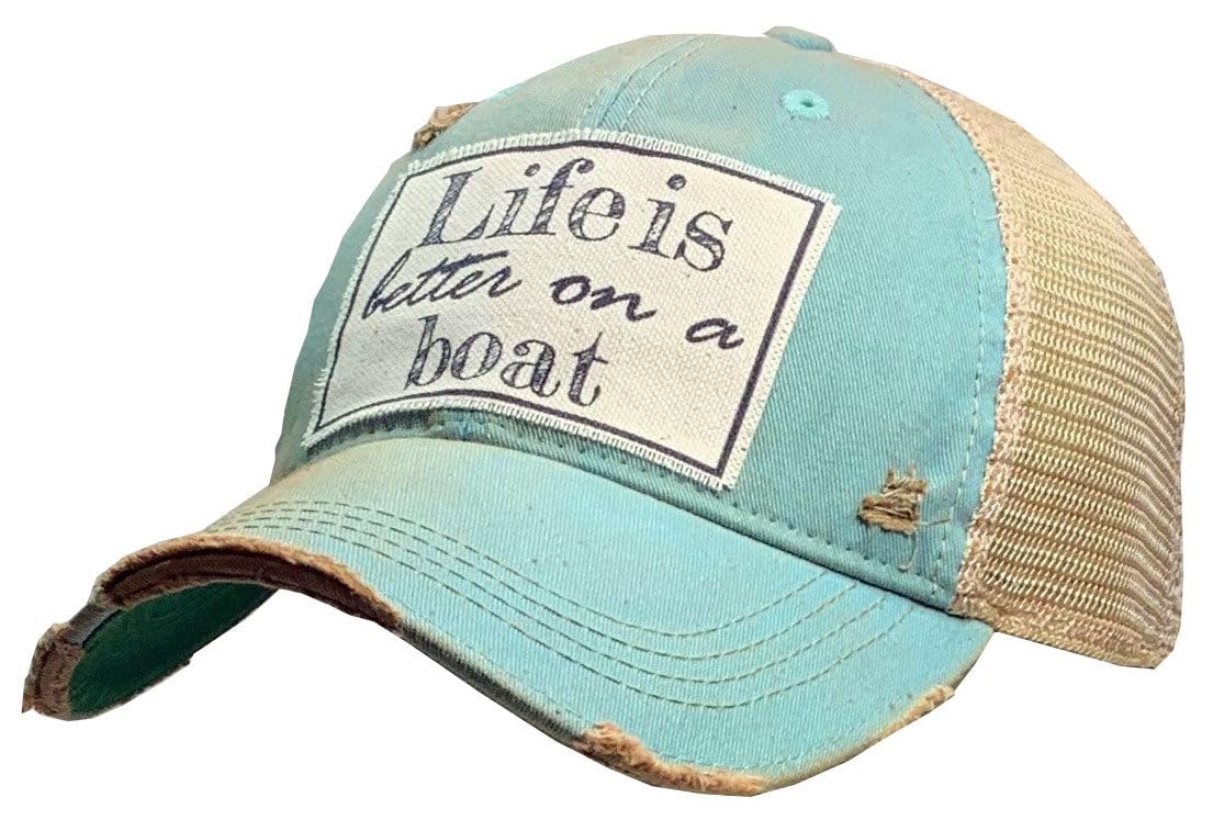 VINTAGE LIFE Life is Better on a Boat Cap, Teal