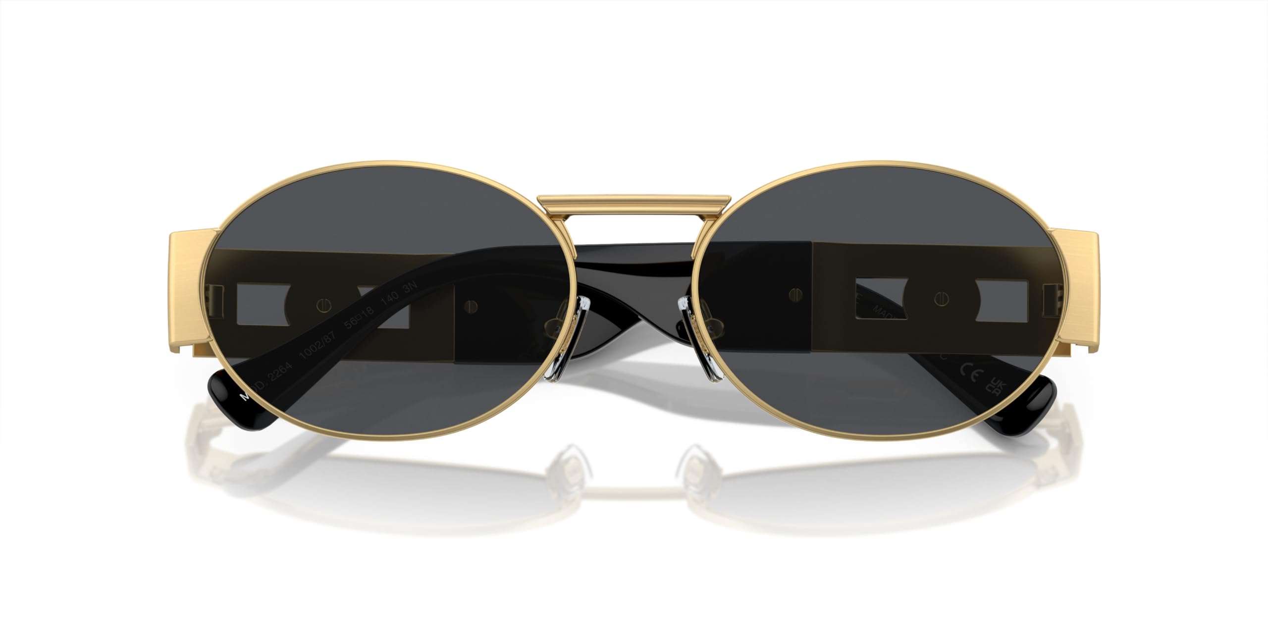 Versace Unisex Sunglasses Matte Gold Frame, Dark Grey Lenses, 56MM